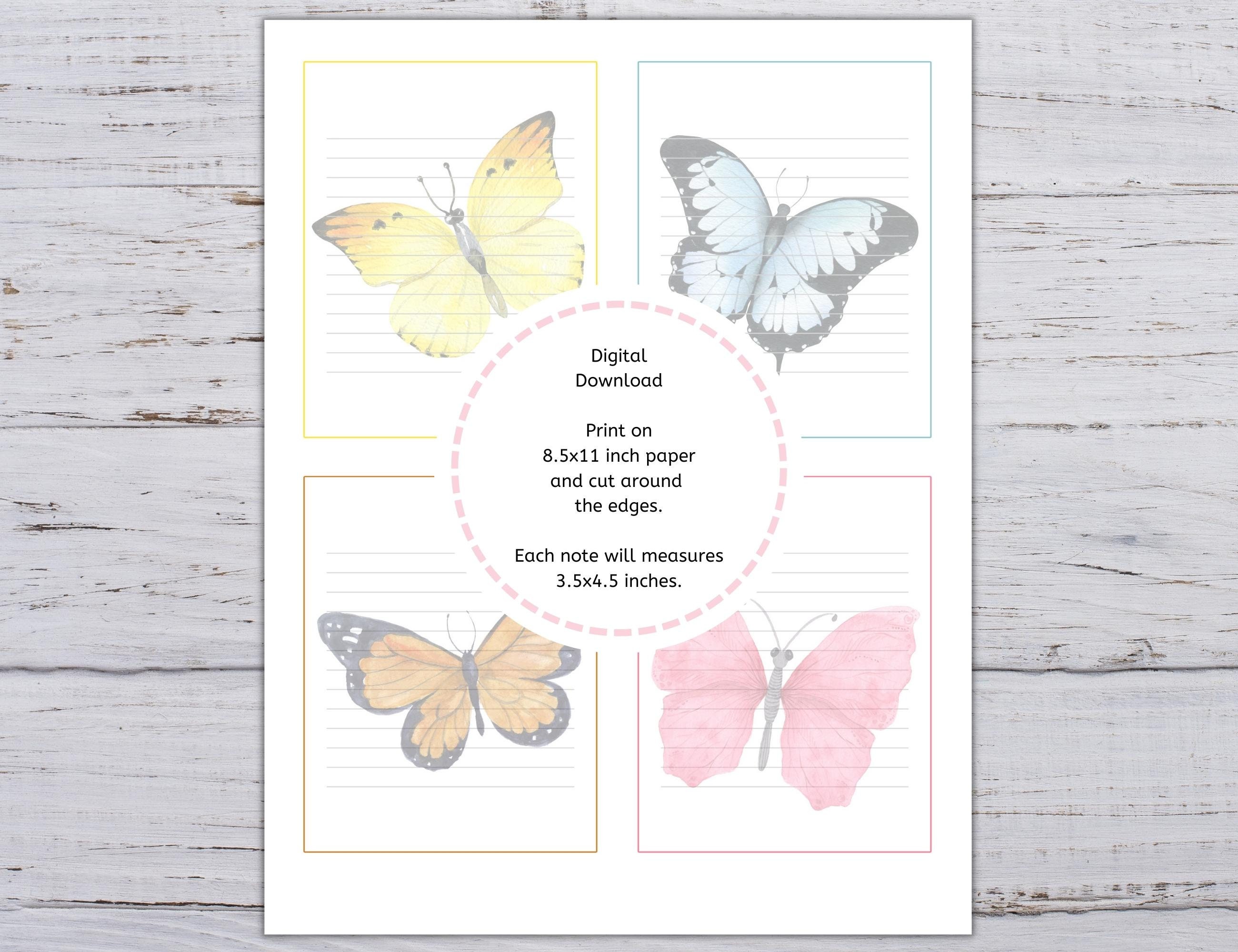 Printable Note Paper, Printable Stationery, Butterflies Stationery ...
