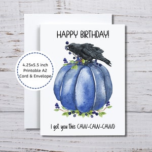 Crow Card, Funny Crow, Birthday Card Download, Crow Birthday Card, Bird ...