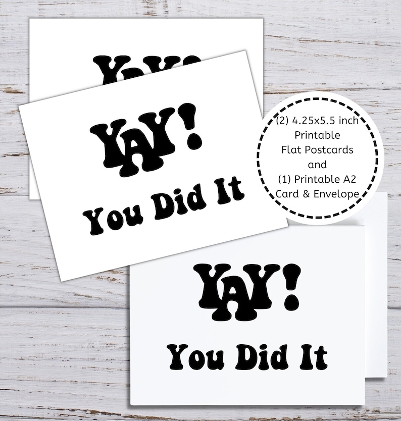 Yay You Did It Printable Postcards Yay Greeting Card - Etsy