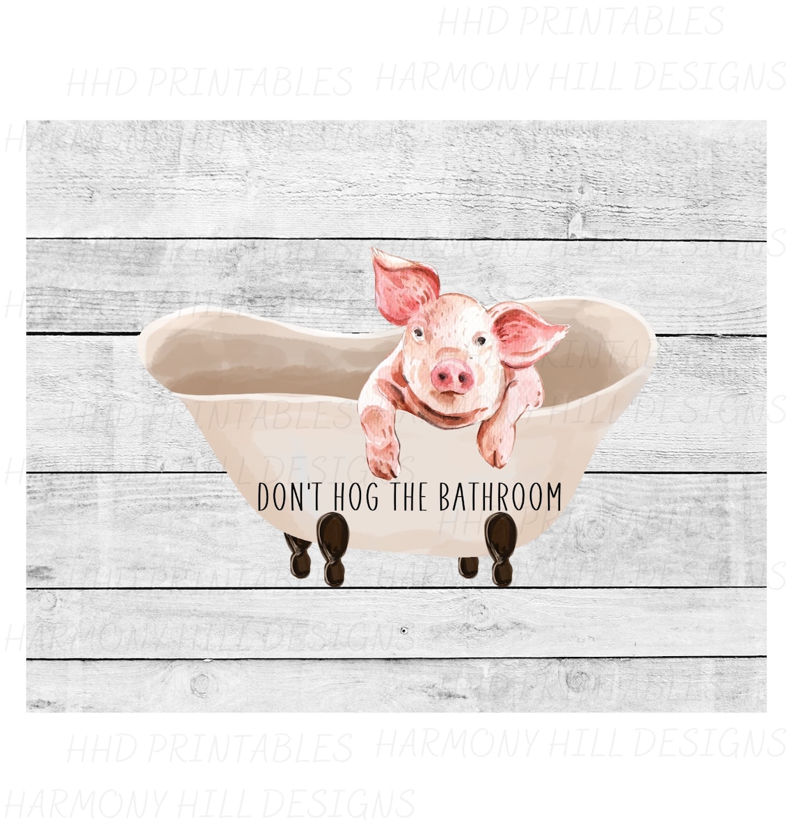 Pig Printable, Pig Bath Print, Pig Bathroom PNG, Pig Sublimation, Pig ...