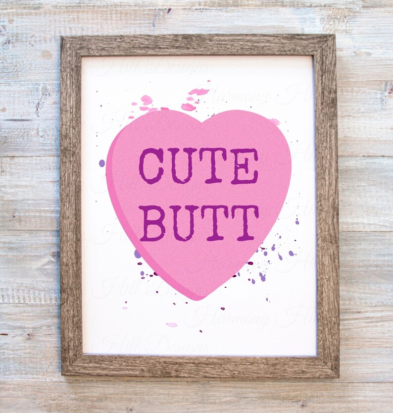 Art & Collectibles Pink Heart Digital Art Cute Butt Printable ...
