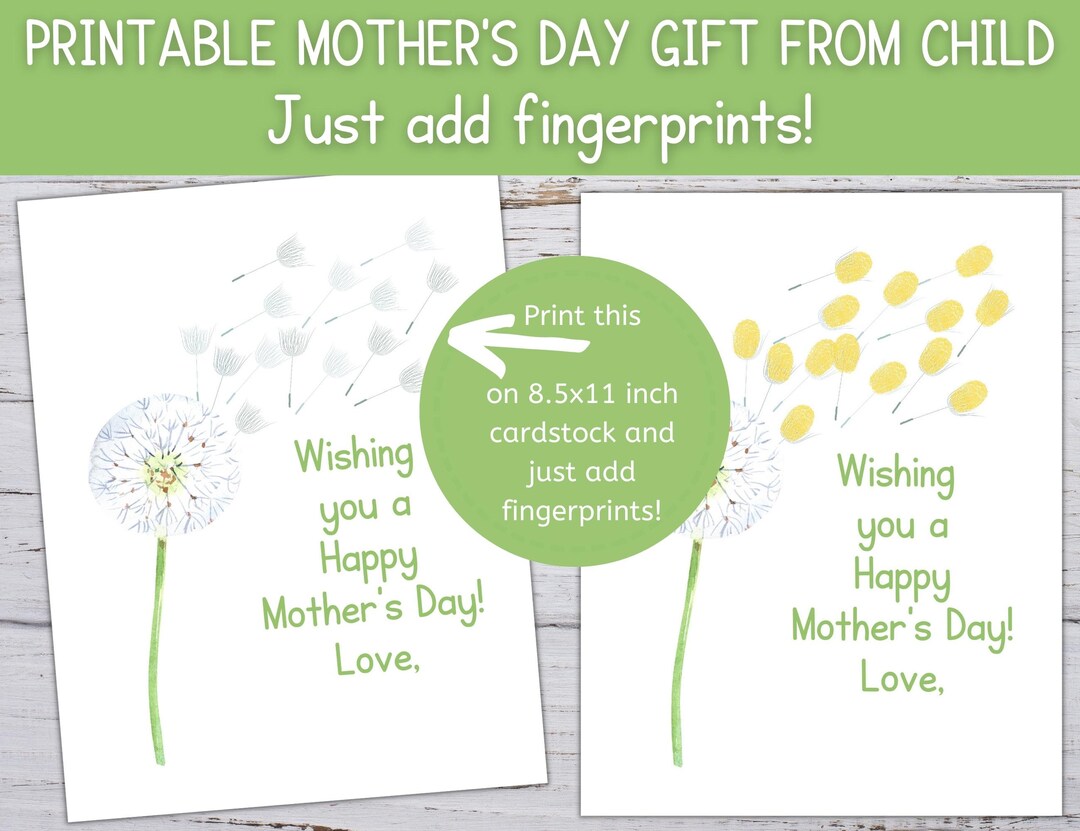 Fingerprint Dandelion, Mothers Day Gift From Child, Fingerprint Art ...