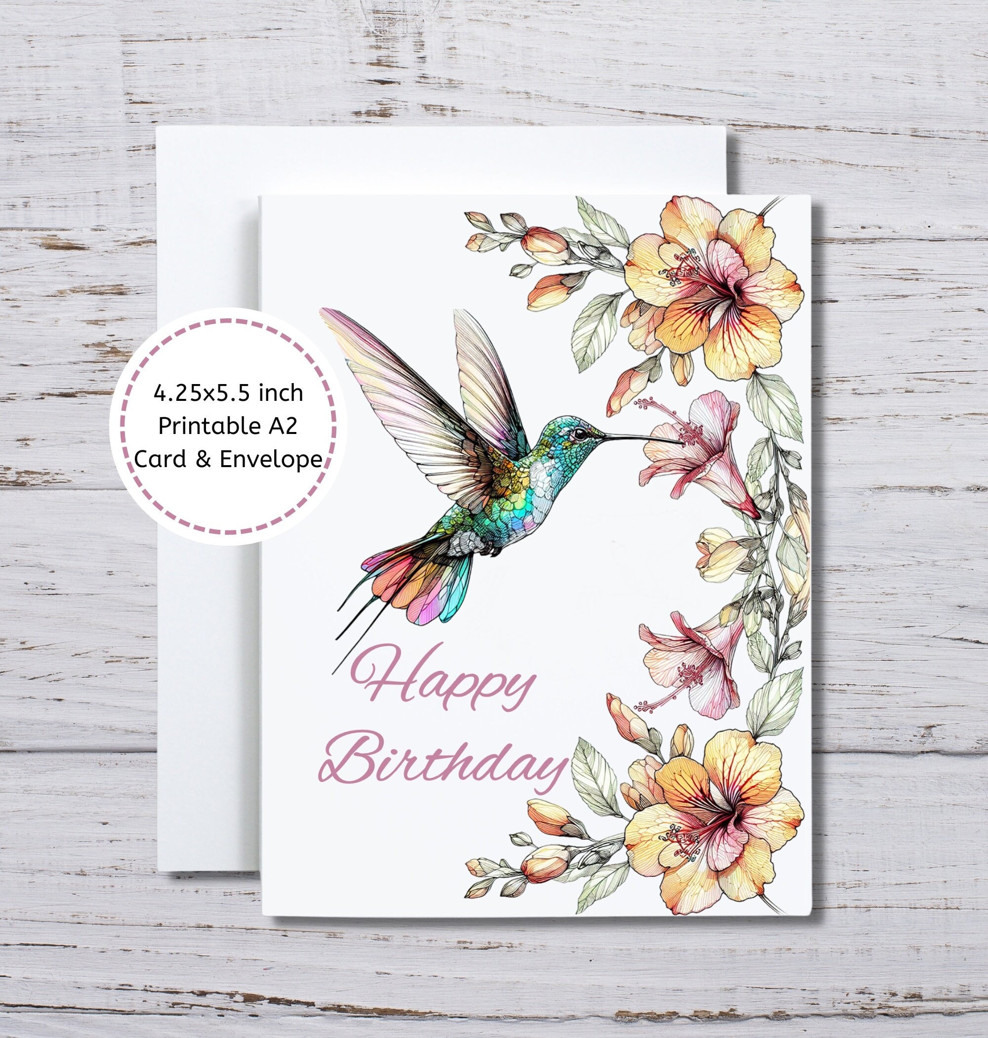 Hummingbird Birthday Card, Hummer Card, Birthday Card to Print, for Her ...
