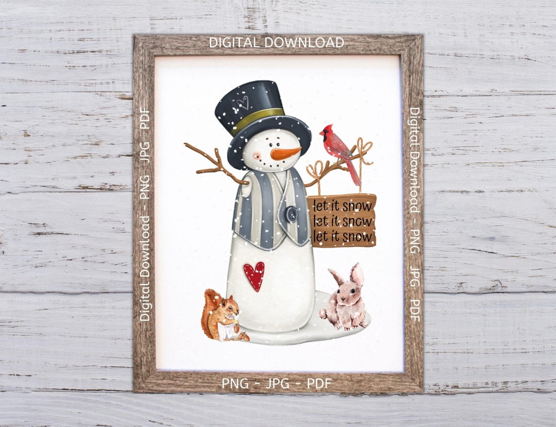 Snowman Printable, Snowman Wall Decor, Winter Decor, Winter Decor Print ...