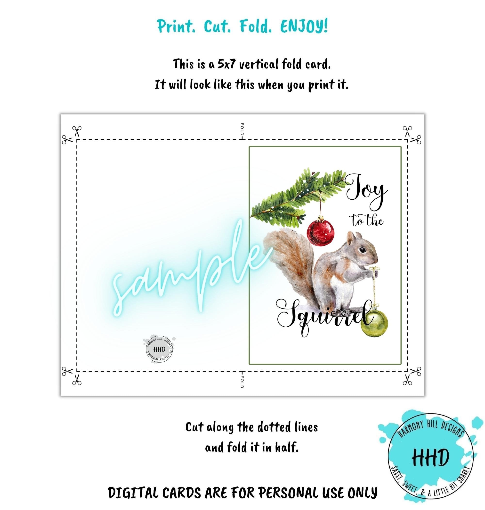 Joy to the Squirrel, Funny Squirrel Christmas Card, Christmas Humor ...