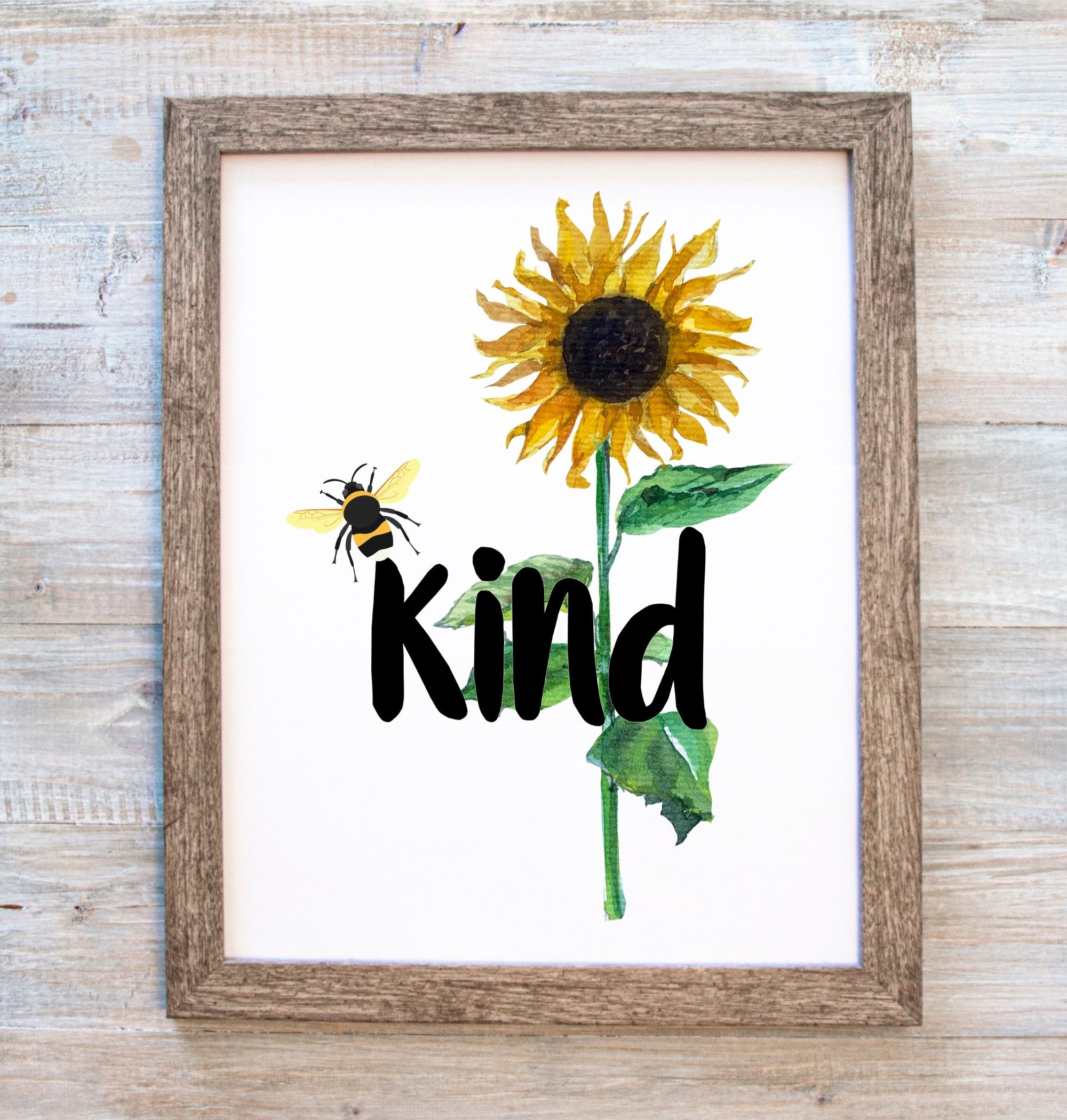 Bee Sunflower Printable, Bee Sunflower Print, Be Kind Printable, Be ...