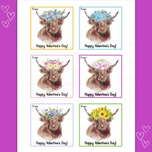 Highland Cow Valentine Cards, Printable Valentine Cards, Valentine ...
