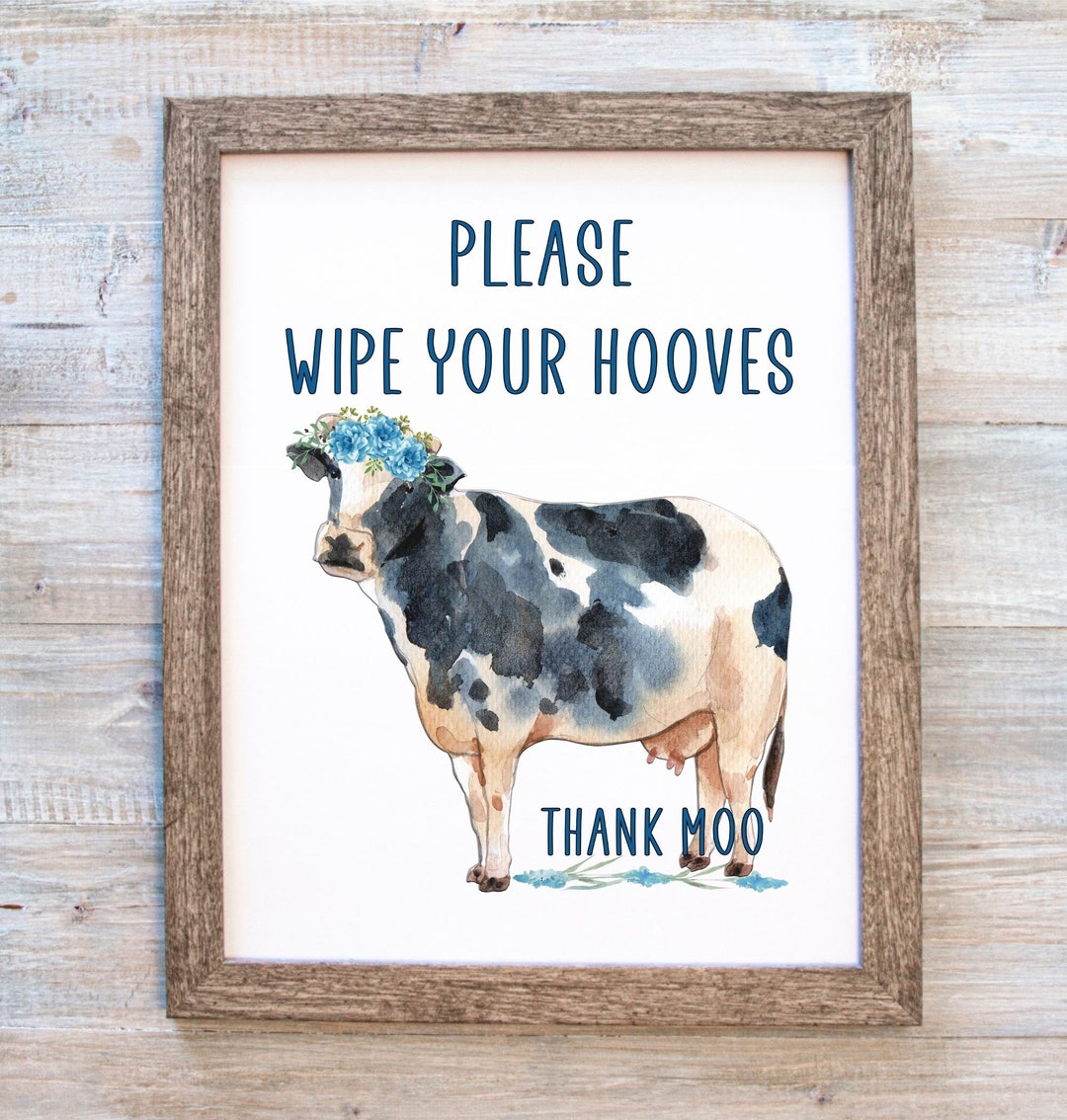 Cow Printable, Cow Print, Front Door Sign, Cow Wall Art, Wipe Your ...