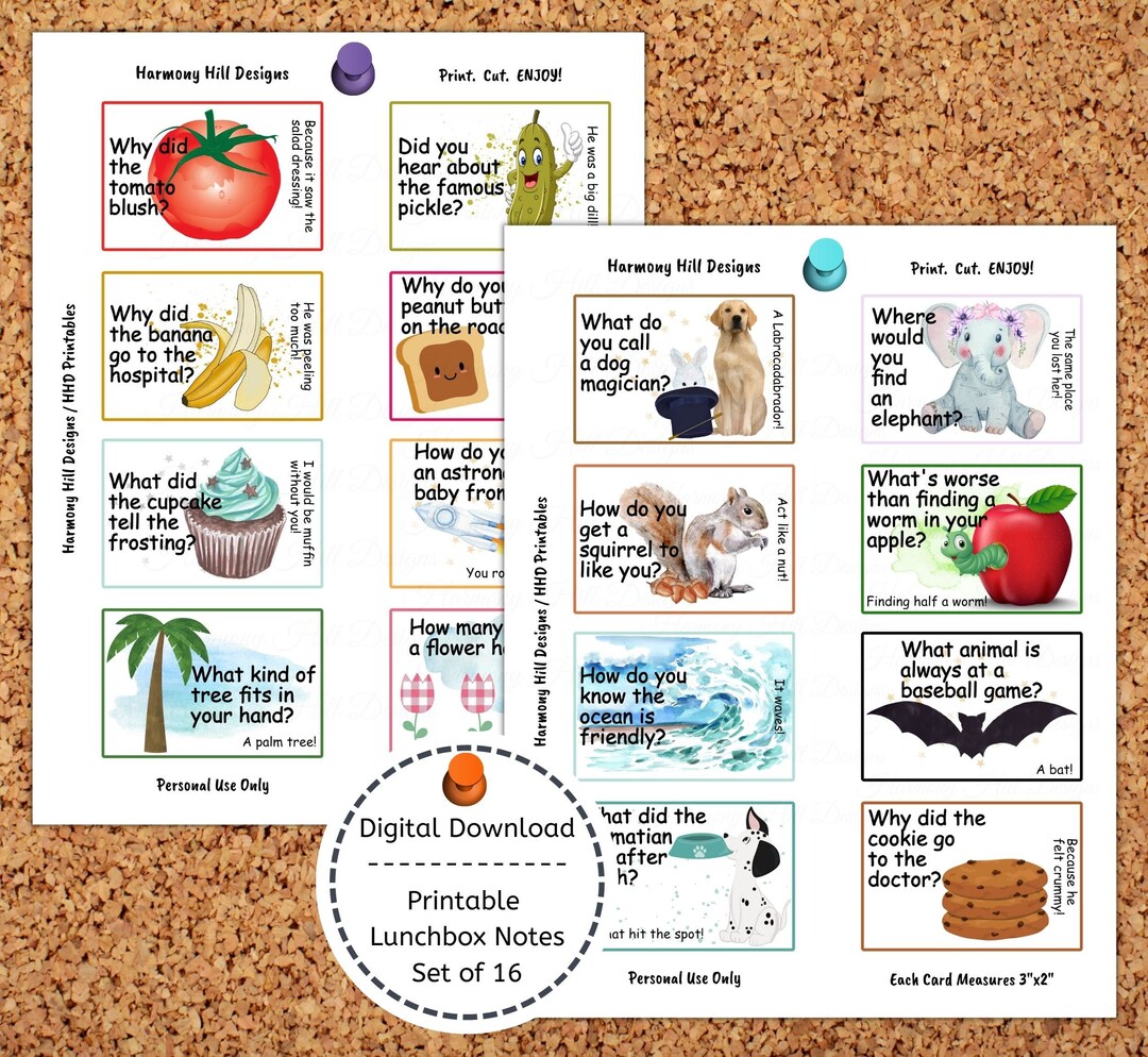 Lunchbox Notes, Printable Jokes for Kids, Cards for Kids, Lunch Box ...