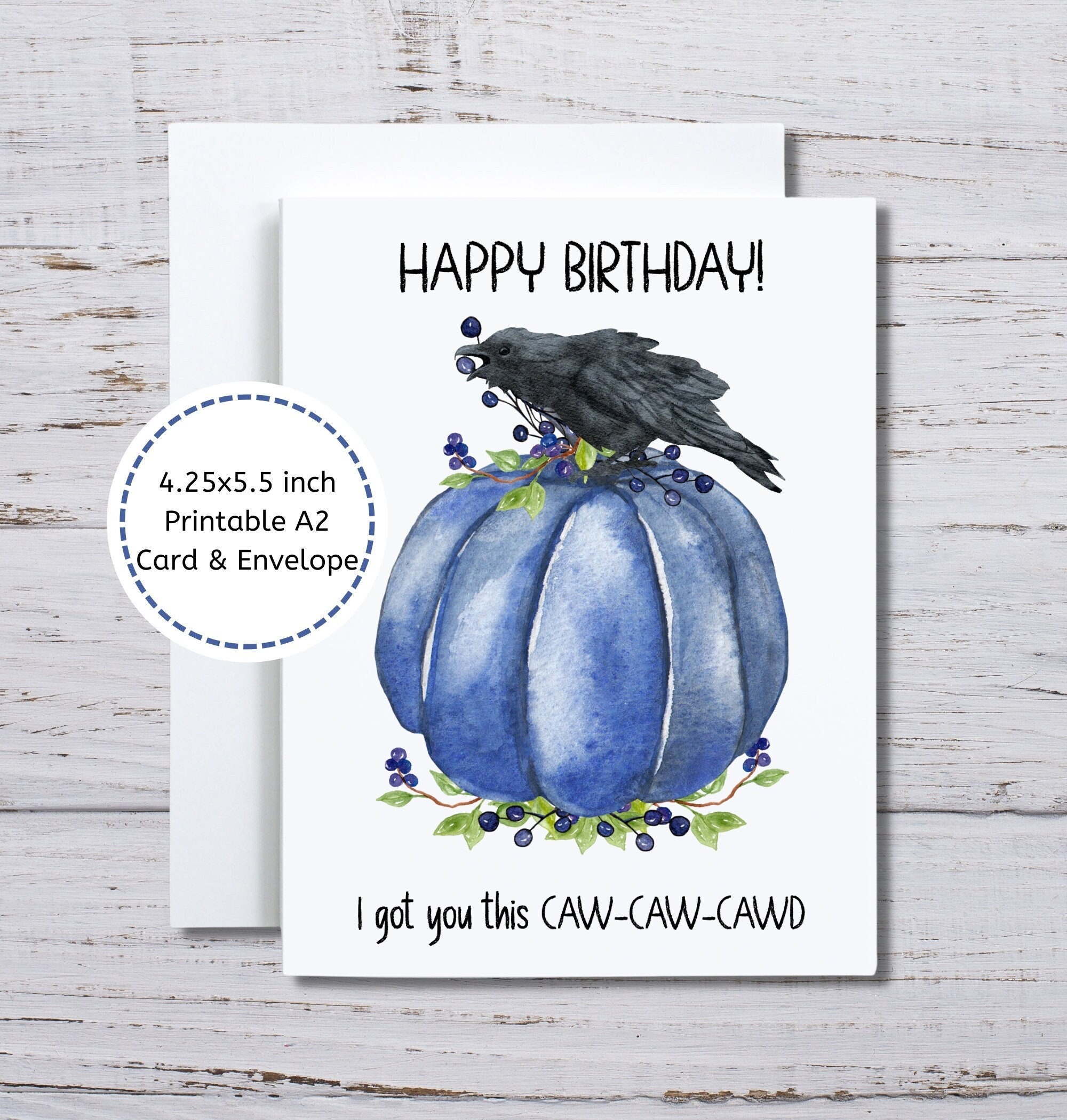 Crow Card, Funny Crow, Birthday Card Download, Crow Birthday Card, Bird ...