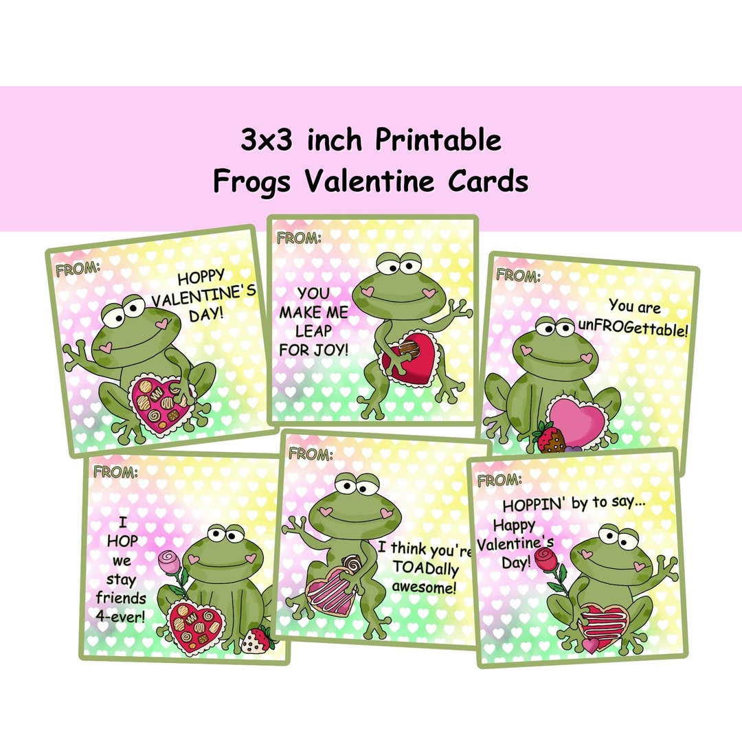 Frogs Valentine Cards, Printable Frog Cards, Printable Valentine Cards ...