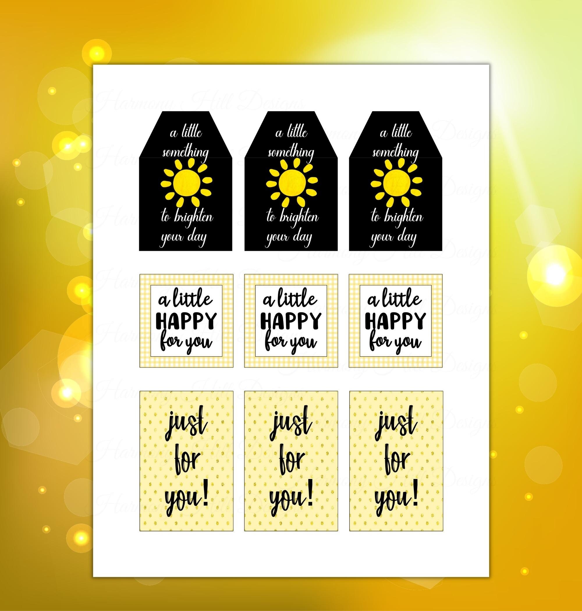 Printable Gift Tags, Just for You Gift Tags, Sunshine Tags, to Brighten ...