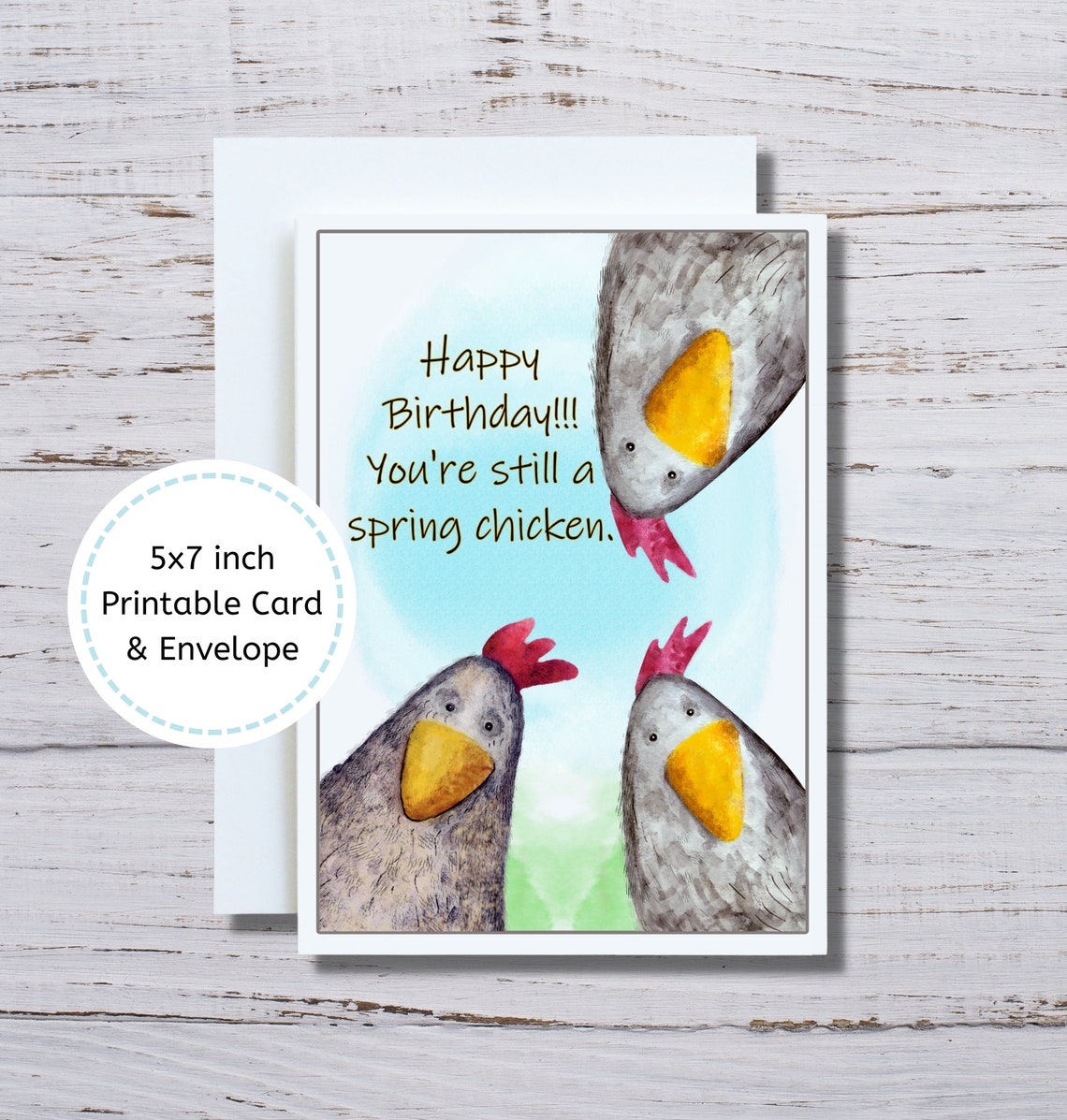 Chicken Birthday Card, Spring Chicken Card, Pun Birthday Card, Funny ...
