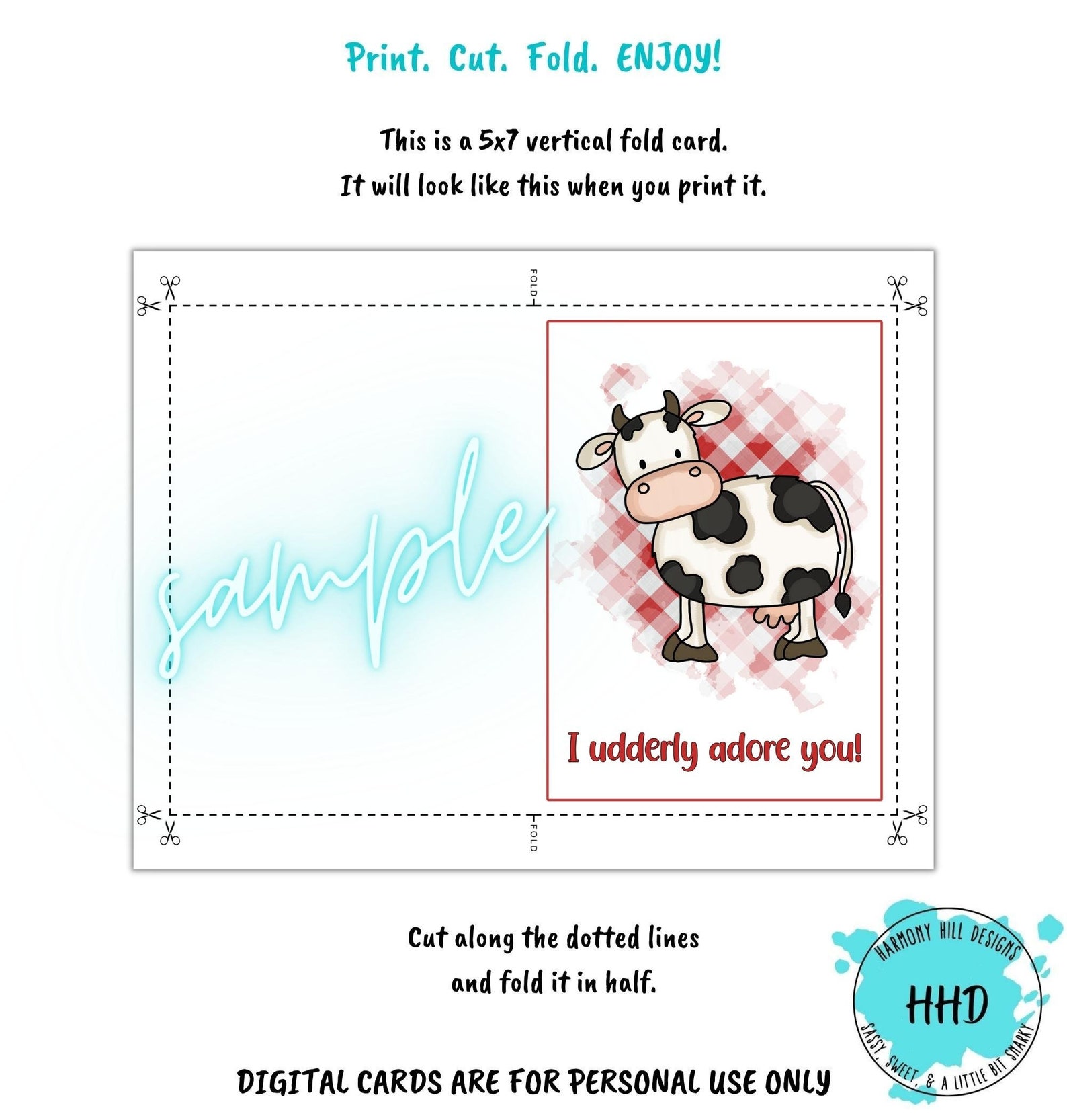 Funny Cow Card, Printable Cow Card, Punny Cow Card, Cow Card to Print ...