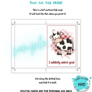 Funny Cow Card, Printable Cow Card, Punny Cow Card, Cow Card to Print ...