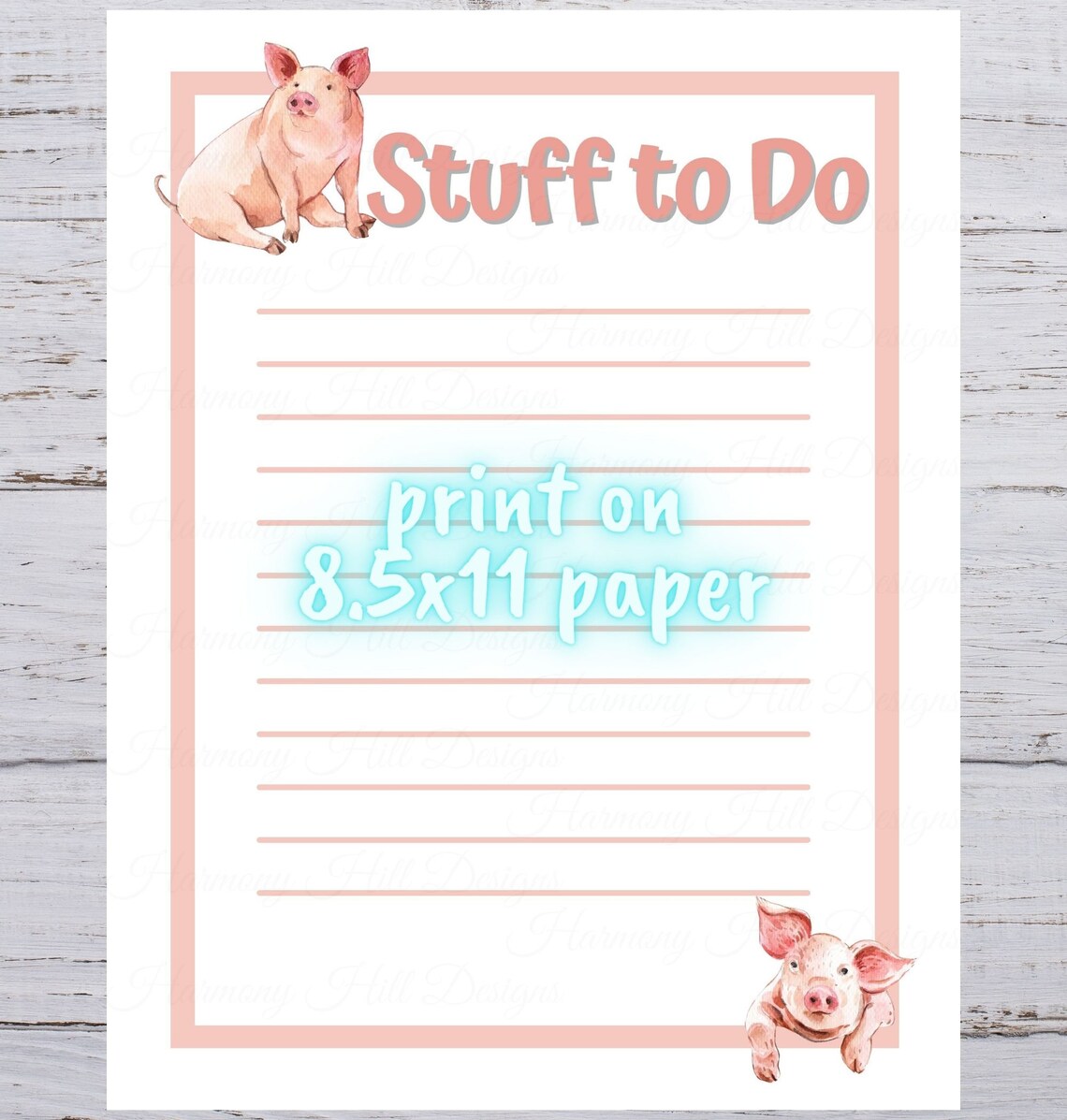Printable Planner Pages, Farm Animal Notes, Cow Stationery, Donkey ...