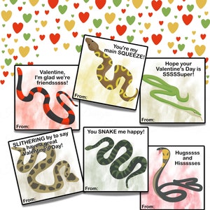 Snake Valentine Cards, Printable Snakes Valentines, Printable Valentine ...