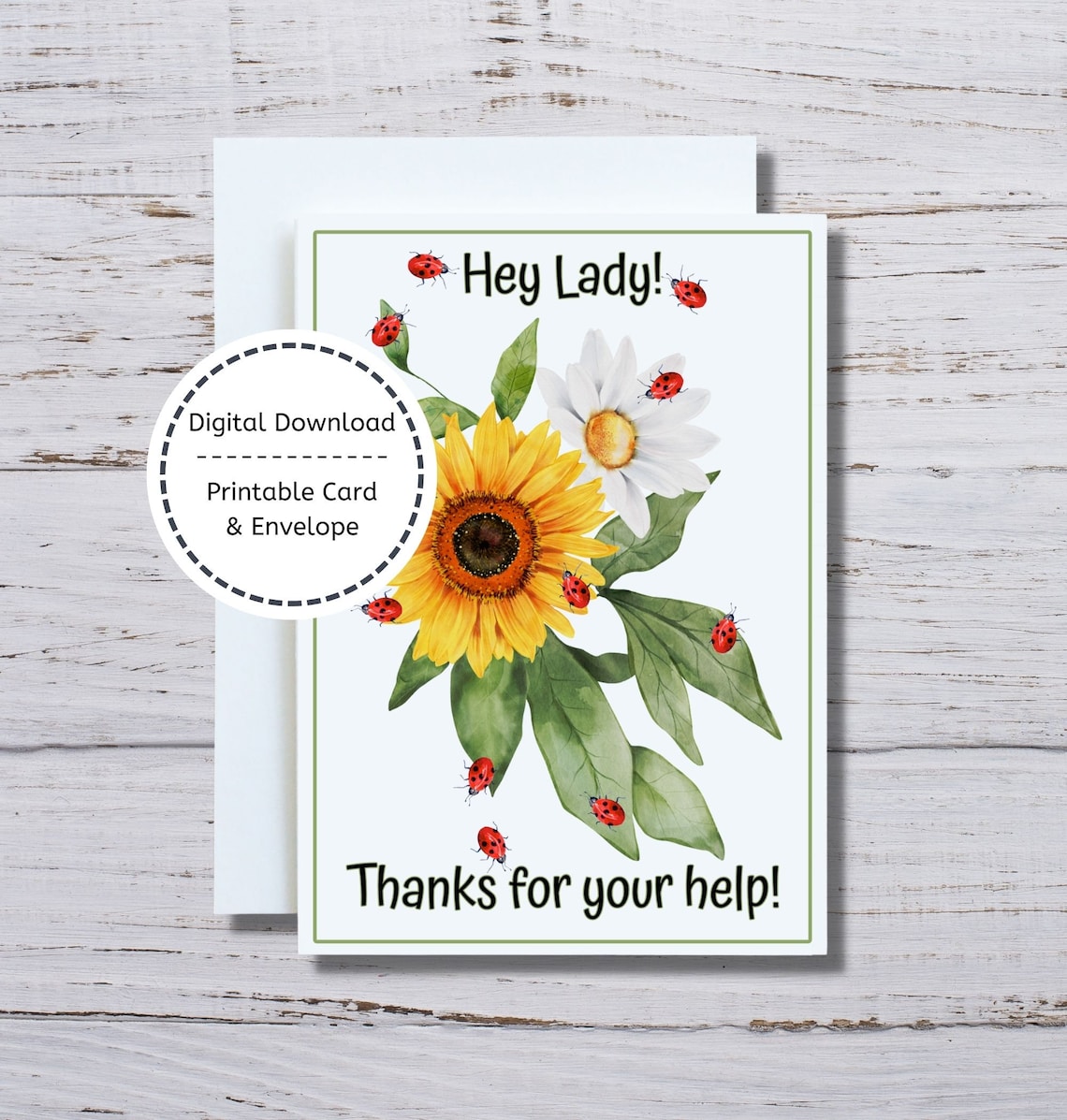 Thanks for Helping Me, Printable Card, Thank You Card, Ladybugs Card ...
