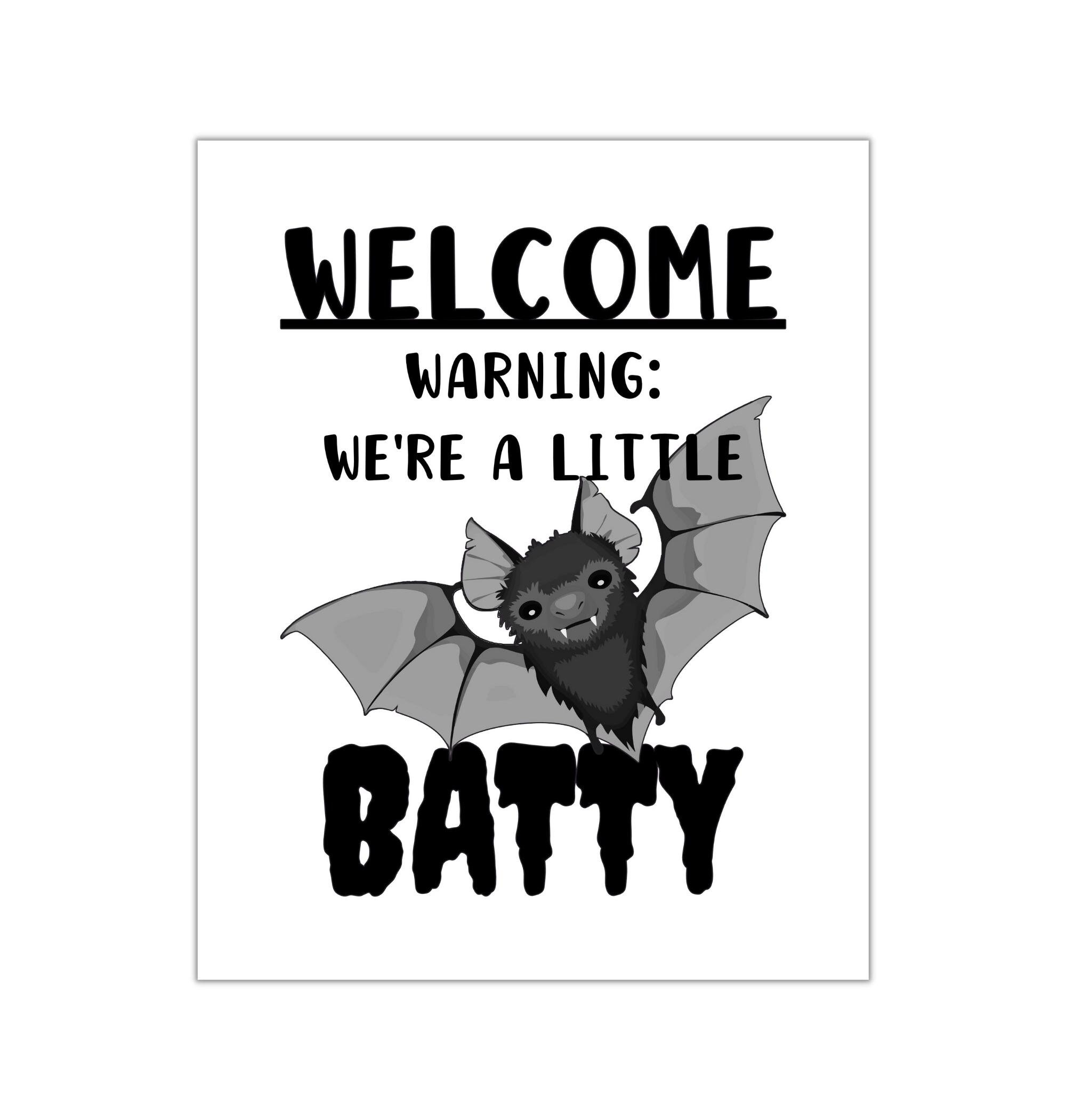 Welcome Bat Sign Printable Halloween Wall Art Funny Bat Wall - Etsy