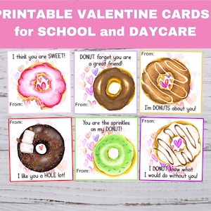 Donut Valentine Cards, Printable Donut Valentines, Printable Valentine ...