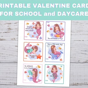 Mermaid Valentine Cards, Printable Mermaid Valentines, Printable ...