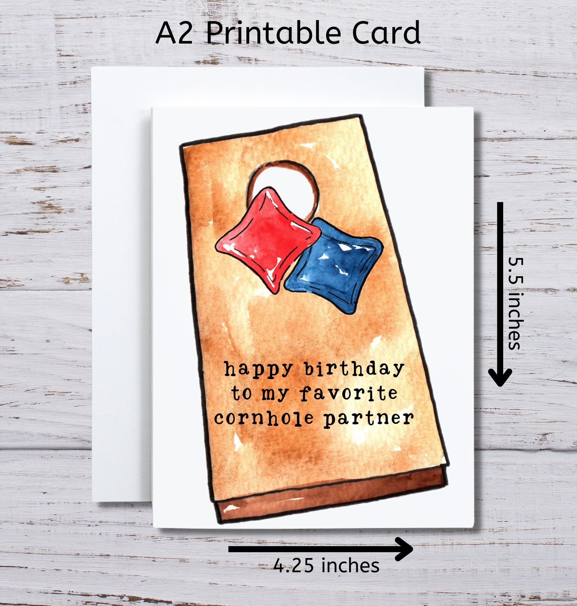 Cornhole Birthday Card, Printable Cornhole Card, Cornhole Partner Card ...