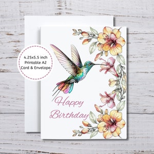 Hummingbird Birthday Card, Hummer Card, Birthday Card to Print, for Her ...