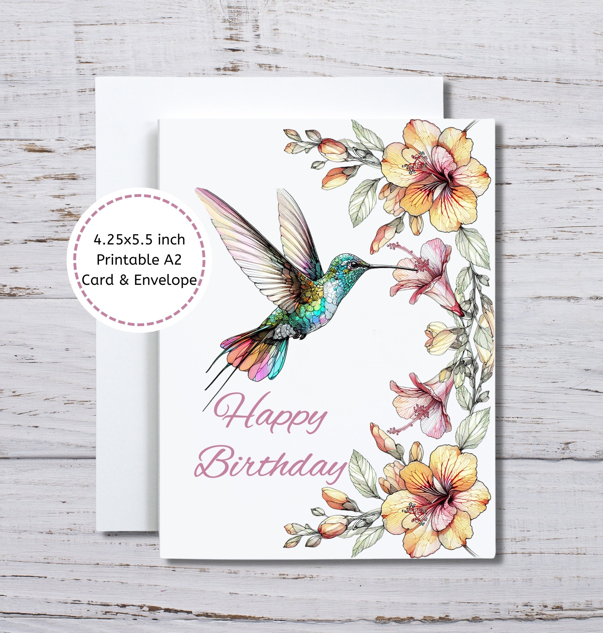Hummingbird Birthday Card, Hummer Card, Birthday Card to Print, for Her ...