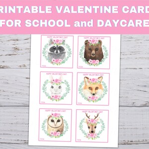Baby Animal Valentines, Printable Valentine Cards for School, Classroom ...