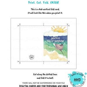 Sunshine Card, Printable Sunshine Card, You're a Ray of Sunshine ...