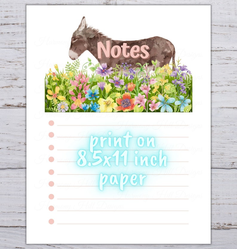 Printable Planner Pages, Farm Animal Notes, Cow Stationery, Donkey ...