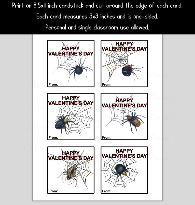 Spiders Valentine Cards, Printable Spiders Valentines, Printable ...