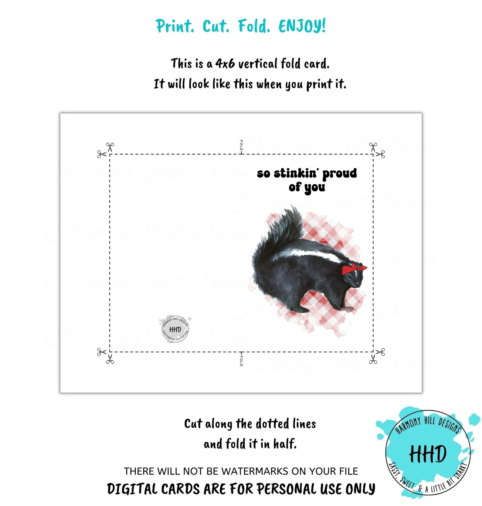 Proud of You Card, Printable Proud of You Card, Funny Skunk Card, so ...