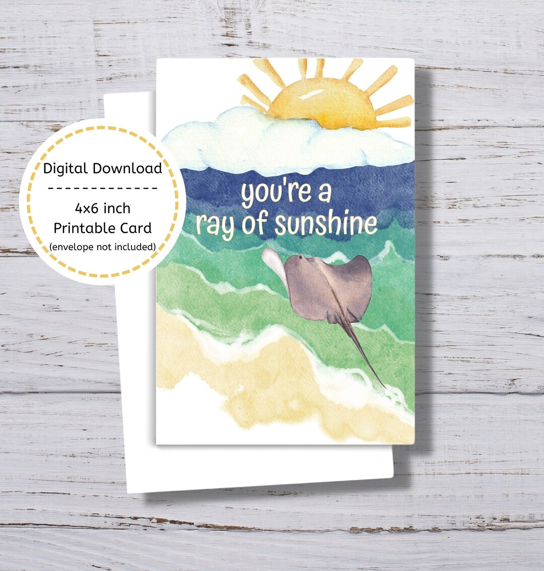 Sunshine Card, Printable Sunshine Card, You're a Ray of Sunshine ...