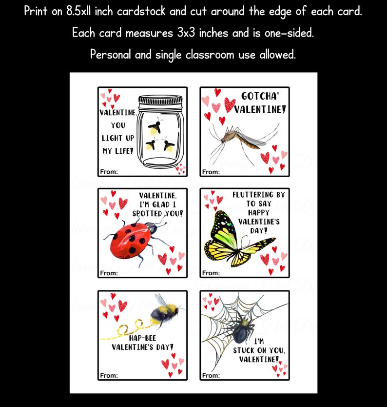Bugs Valentine Cards, Printable Bugs Valentines, Printable Valentines ...