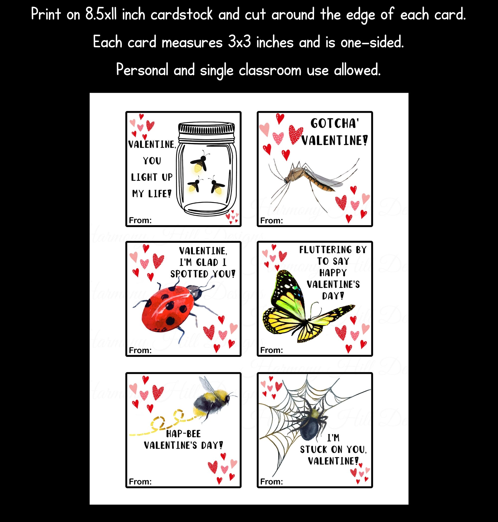 Bugs Valentine Cards, Printable Bugs Valentines, Printable Valentines ...