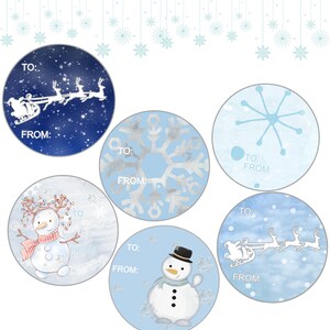 Santa Gift Tags, Snowflakes Gift Tags, Snowman Gift Tags, Printable ...