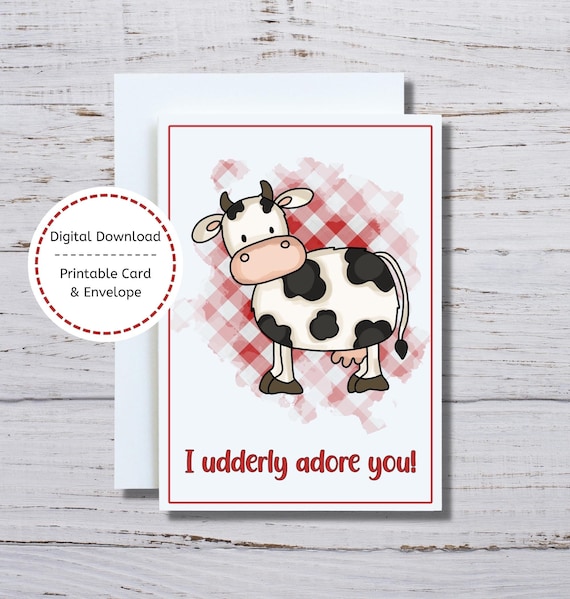 Funny Cow Card Printable Cow Card Punny Cow Card Cow Card - Etsy