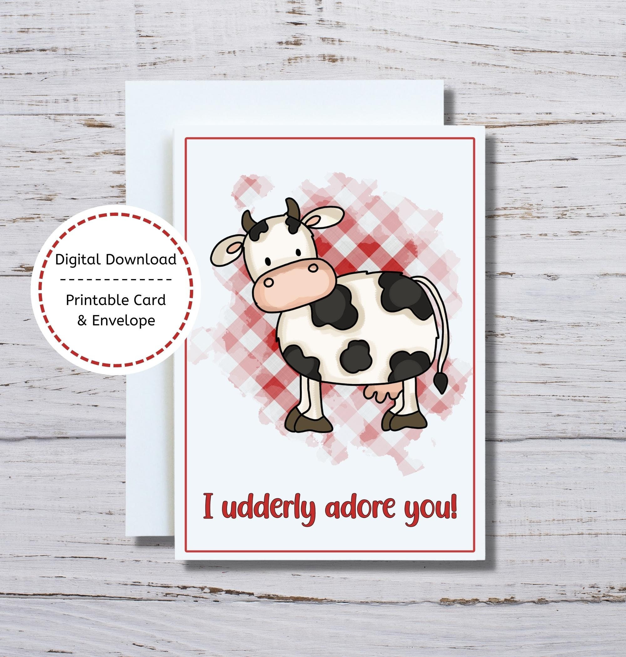 Funny Cow Card, Printable Cow Card, Punny Cow Card, Cow Card to Print ...