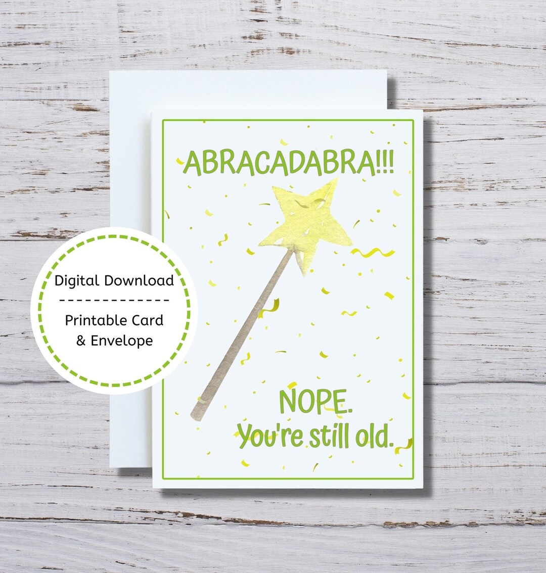 Funny Printable Birthday Card, Abracadabra Magic Wand Printable Card ...