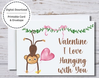 Monkey Valentine Card | Etsy