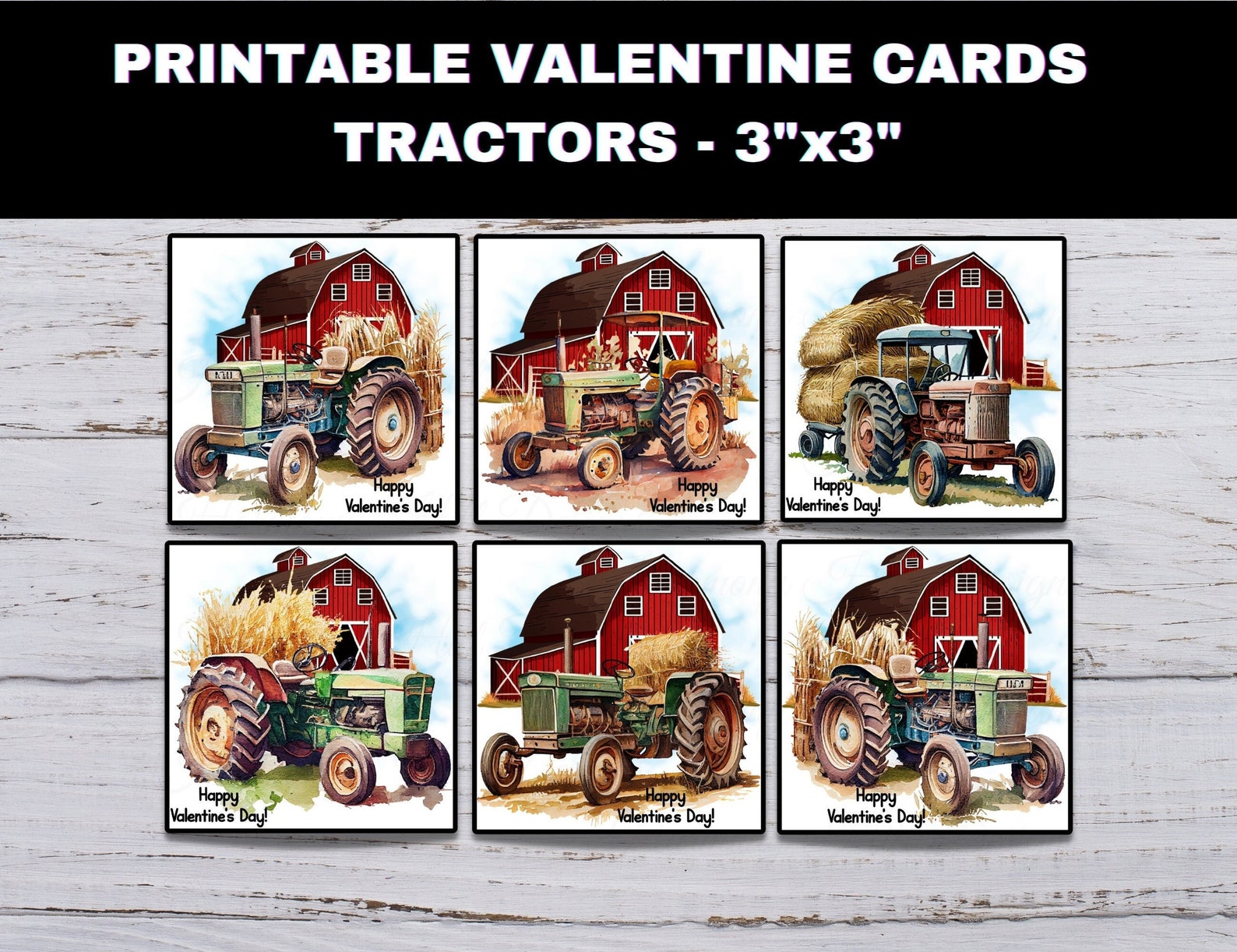 Tractor Valentines, Tractor Valentine Cards, Printable Valentine Cards ...