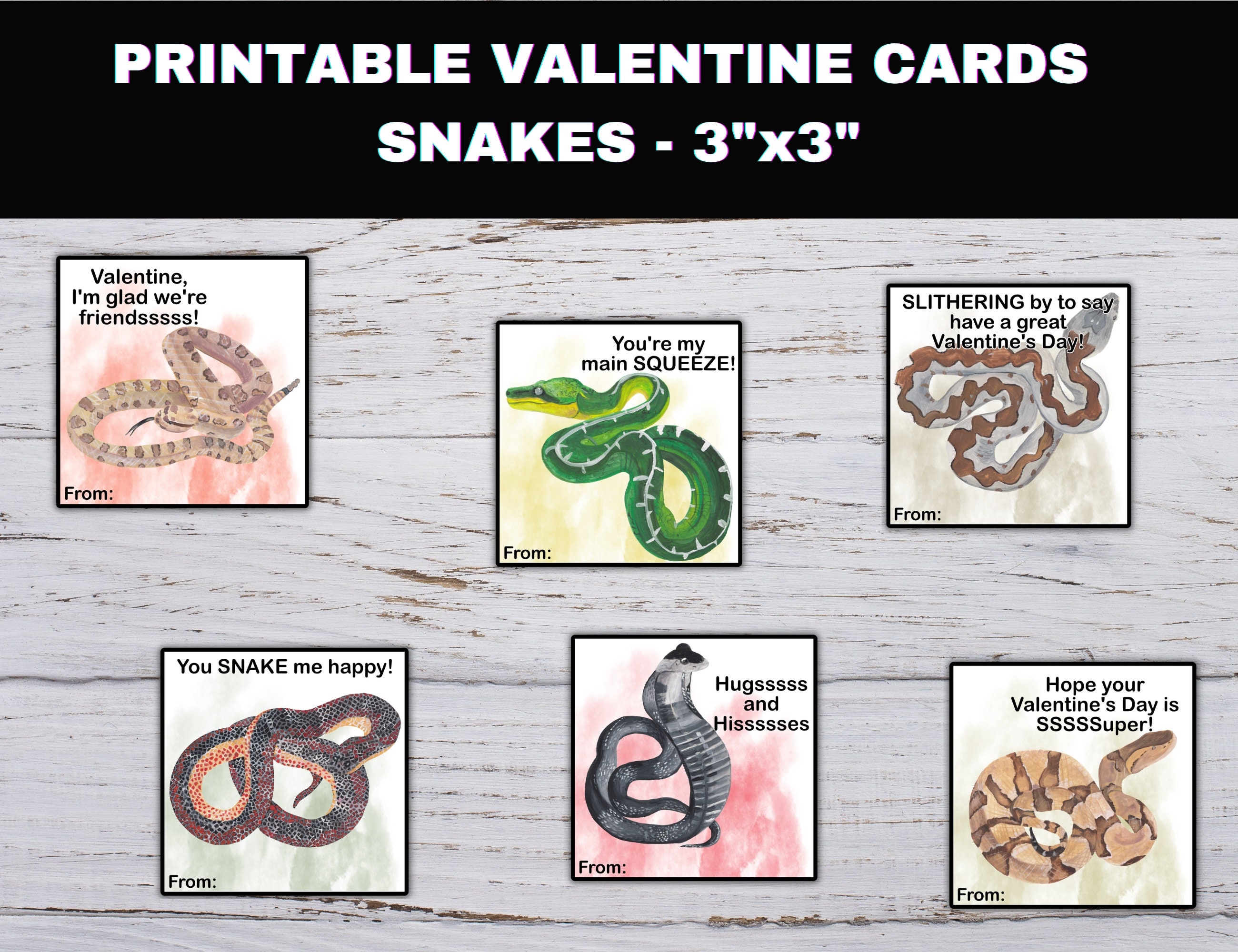 Snake Valentine Cards, Printable Snakes Valentines, Printable Valentine ...