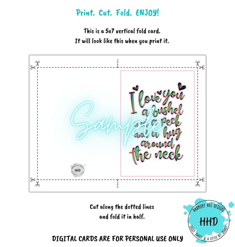 Bushel and Peck Card, 5x7 Printable Card, I Love You Card, Bushel Peck ...