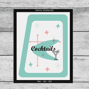 MCM Cocktails Sign PNG, Mid Century Modern Cocktails Printable Wall ...