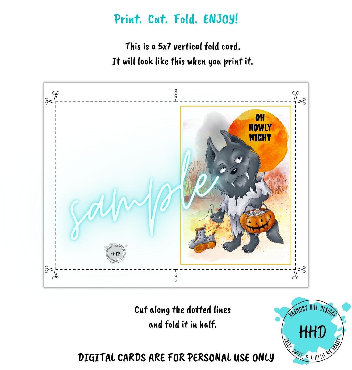 Werewolf Card, Halloween Werewolf Card, Werewolf Printable Card ...