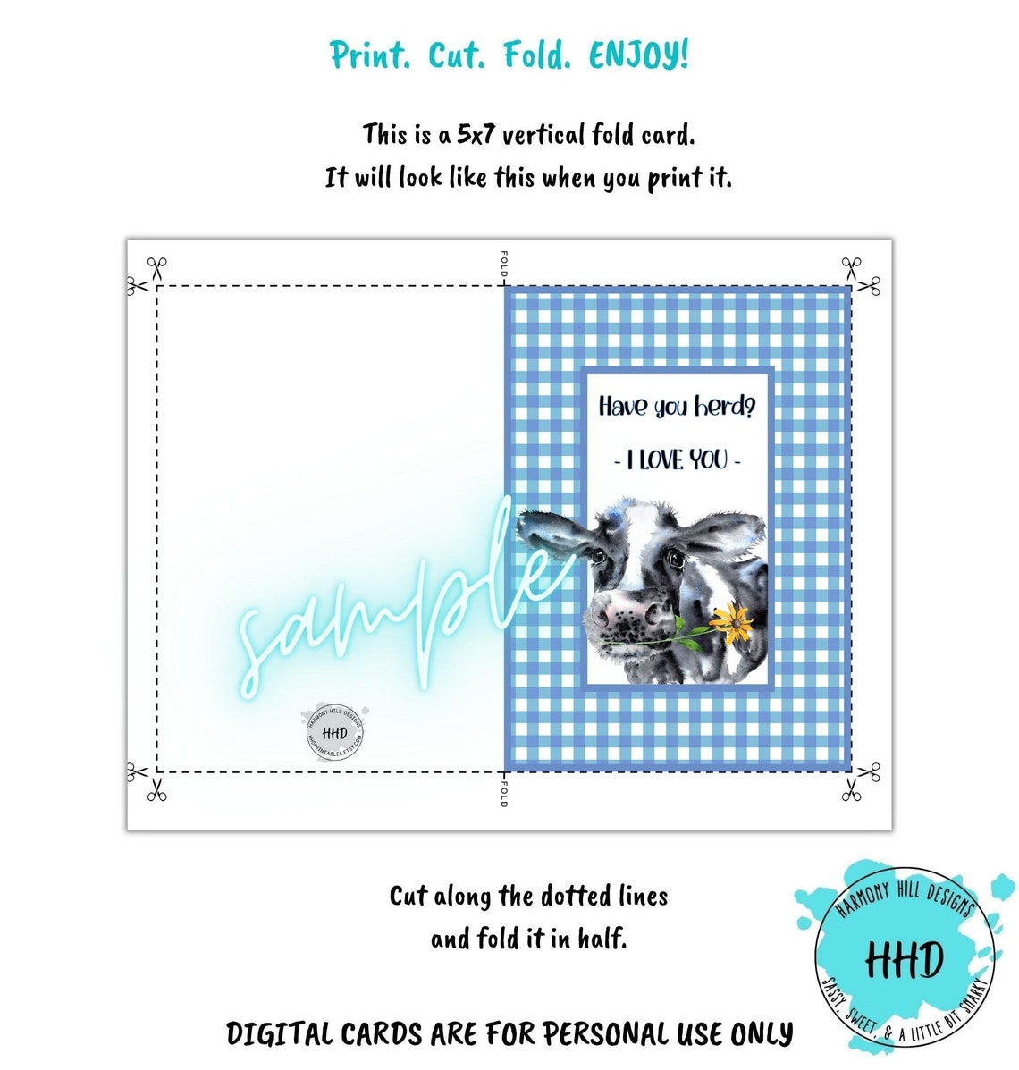 Cow I Love You Card, Printable Cow Valentine Card, Cow Have You Herd I ...
