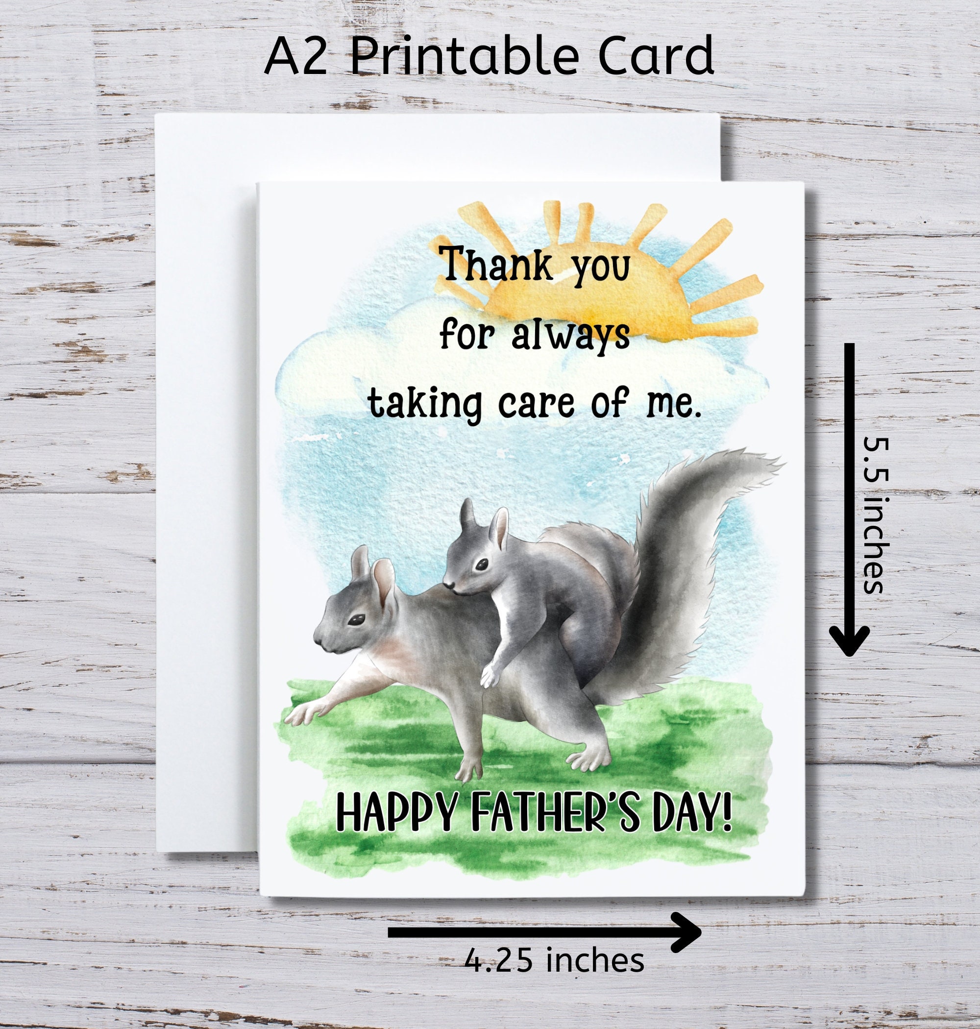 Squirrel Father's Day Card, Printable Card for Dad, Card for Squirrel ...