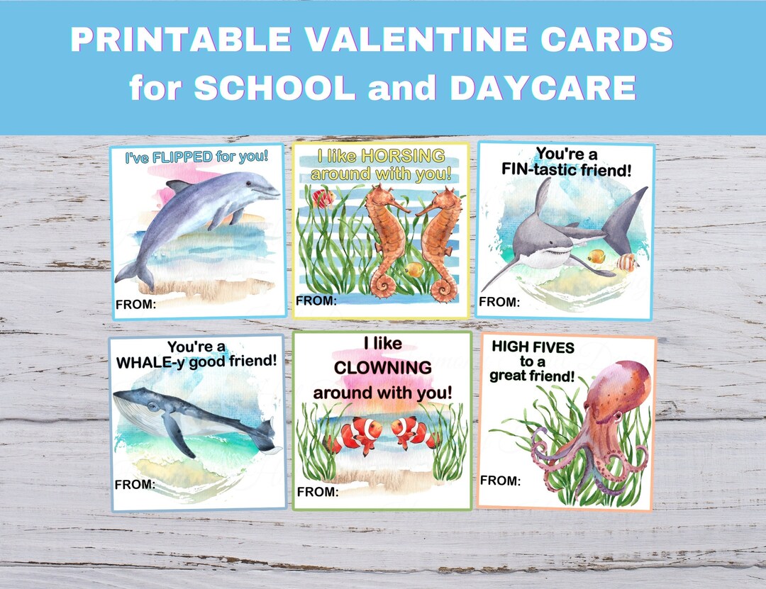 Ocean Valentine's Cards, Printable Ocean Valentines, Valentine Cards ...