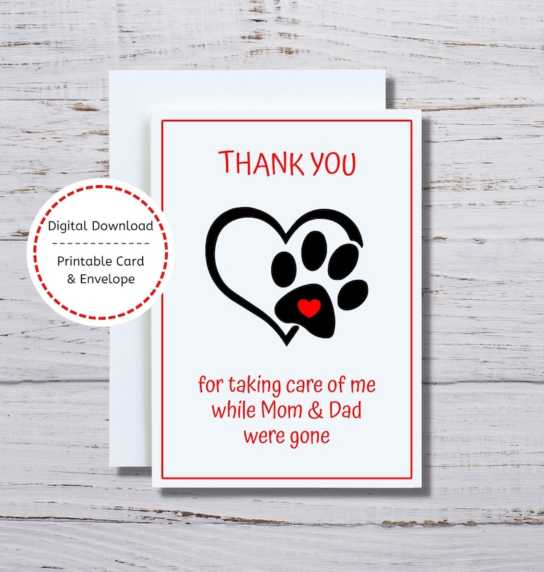Dog Thank You Card, Pet Thank You Card, Printable Dog Thank You Card ...